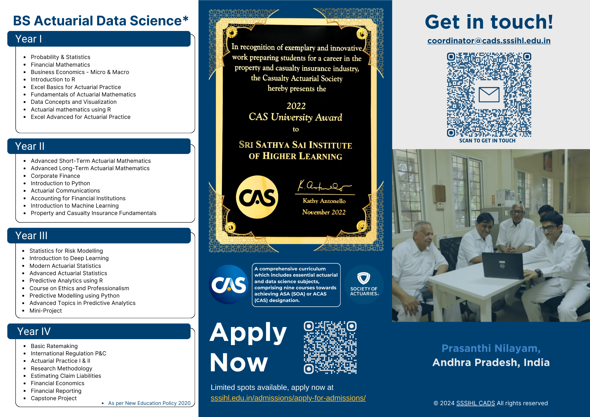 BS Actuarial Data Science - SSSIHL CADS